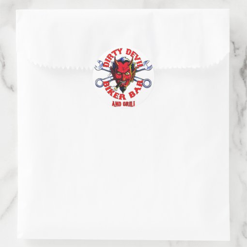 dirty devil biker bar and grill stickers | Zazzle