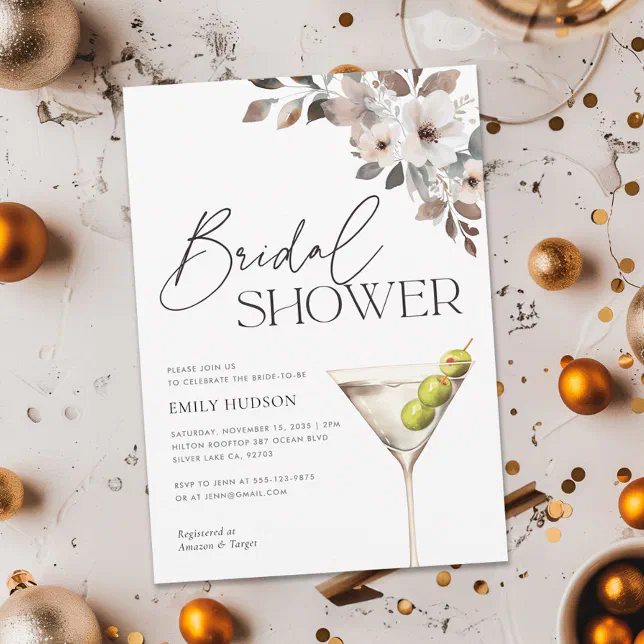 Dirty Martini Cocktail Bridal Shower Invitation | Zazzle