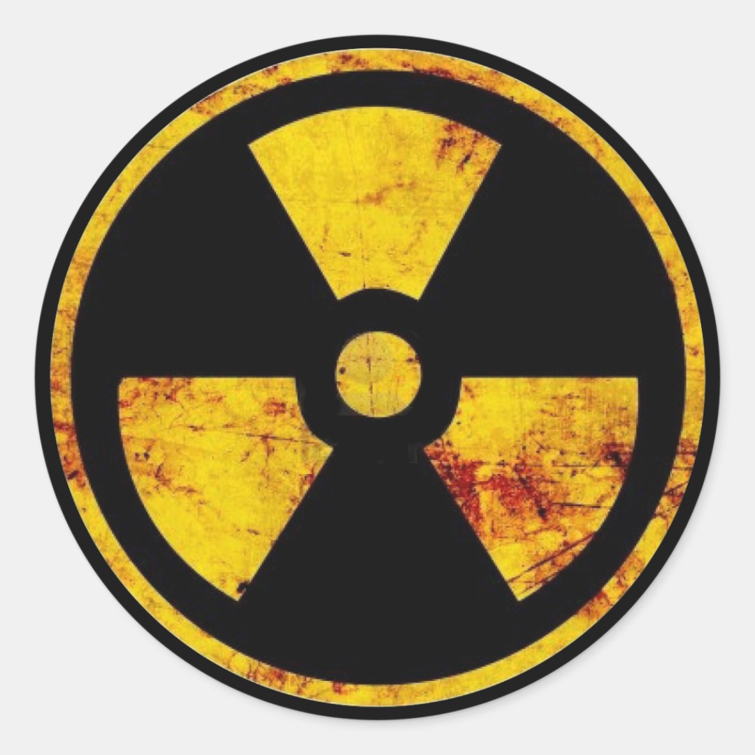 Dirty Nuclear Warning Sign Sticker | Zazzle