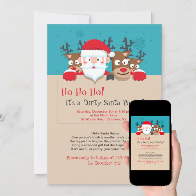 Dirty Santa Party Invitation | Zazzle