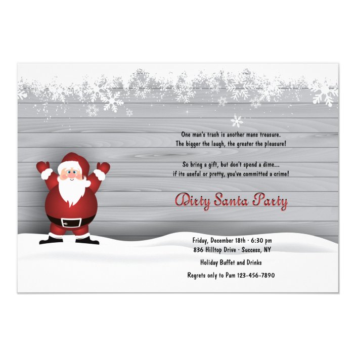 Dirty Santa Secret Santa Party Invitation | Zazzle.com