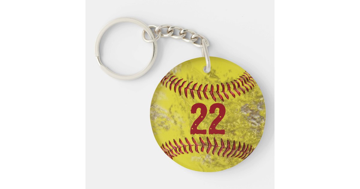 Dirty Softball Keychains PERSONALIZED Number | Zazzle