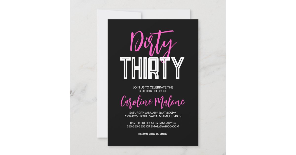 Dirty Thirty 30th Birthday Invitation | Zazzle