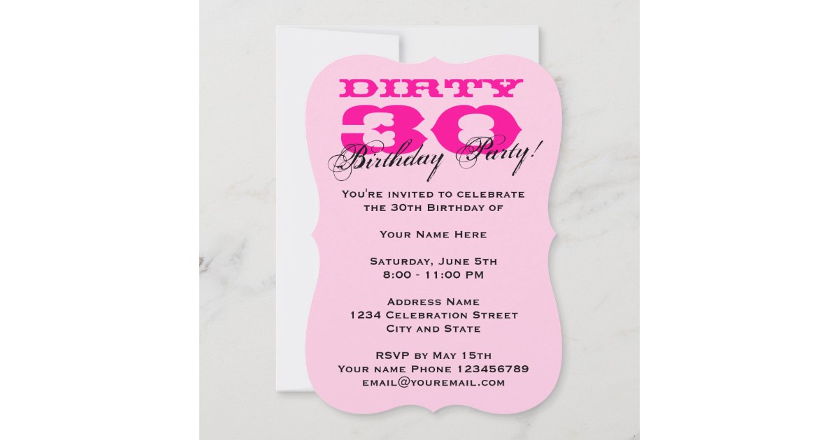 Dirty Thirty 30th Birthday Party invitations | Zazzle