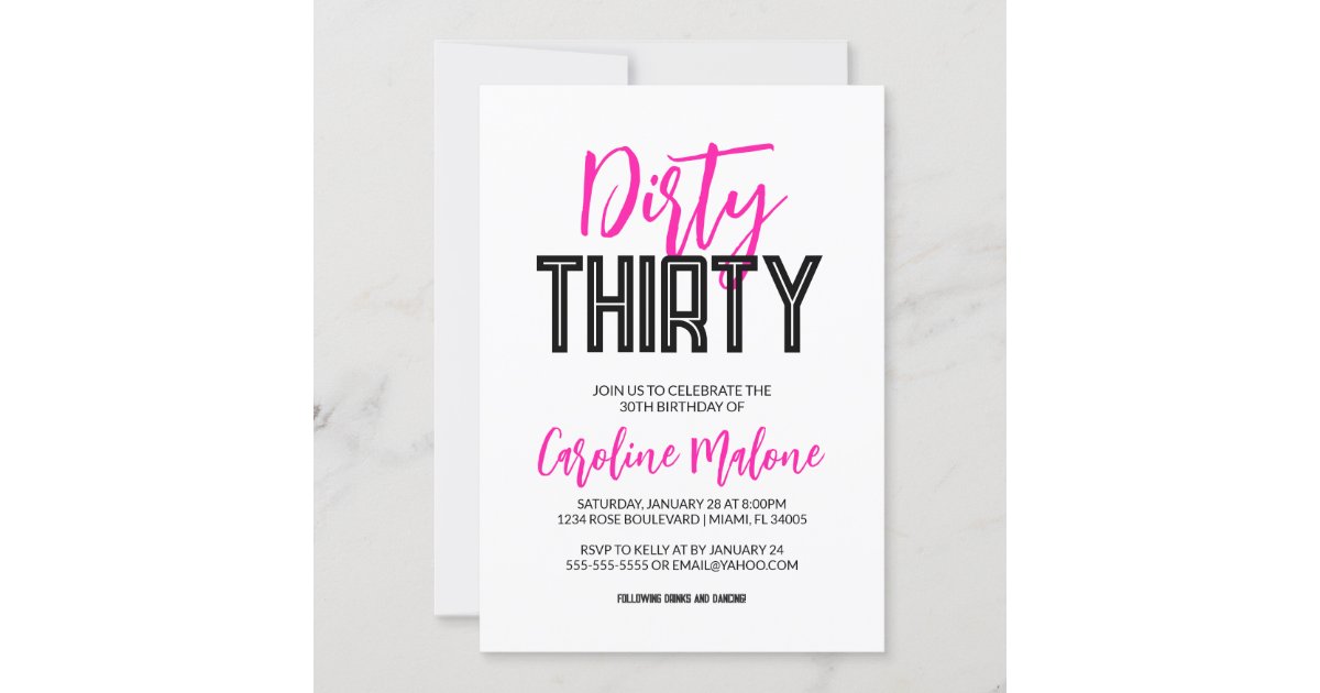 Dirty Thirty Birthday Invitation | Zazzle