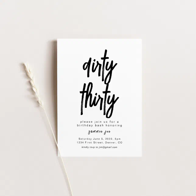 Dirty Thirty Birthday Invitation Template | Zazzle