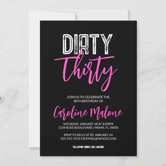 Dirty Thirty Modern 30th Birthday Invitation | Zazzle