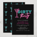 Dirty Thirty Neon Blue & Pink 30TH Birthday Invitation | Zazzle