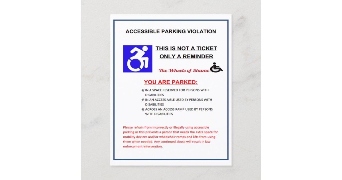 Disabled Parking Space Warning Flyer | Zazzle
