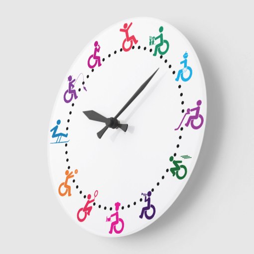 Disabled Stickman Having Fun! Large Clock | Zazzle