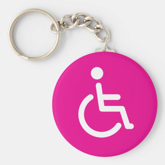 Disabled symbol or pink handicap sign for girls keychain | Zazzle.com