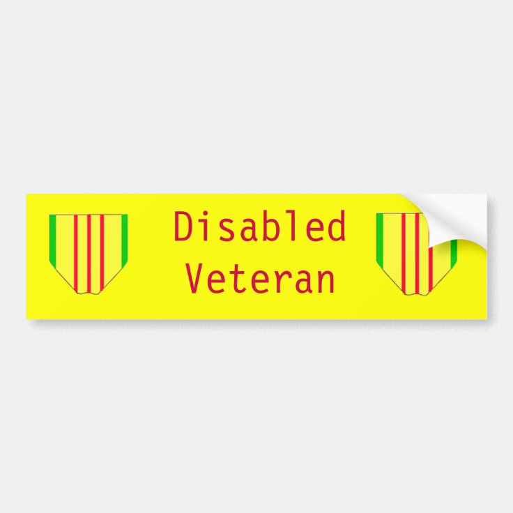 Disabled Vietnam Veteran Bumper Sticker | Zazzle