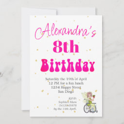 Disabled Wheelchair Fairy Pink Hair Girls Birthday Invitation | Zazzle