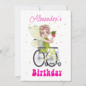 Disabled Wheelchair Fairy Pink Hair Girls Birthday Invitation | Zazzle