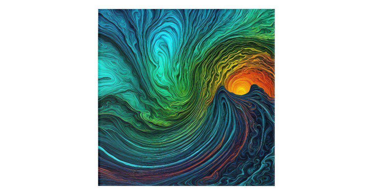 "Disappearing Sun" Abstract Fractal Waves Acrylic Print | Zazzle
