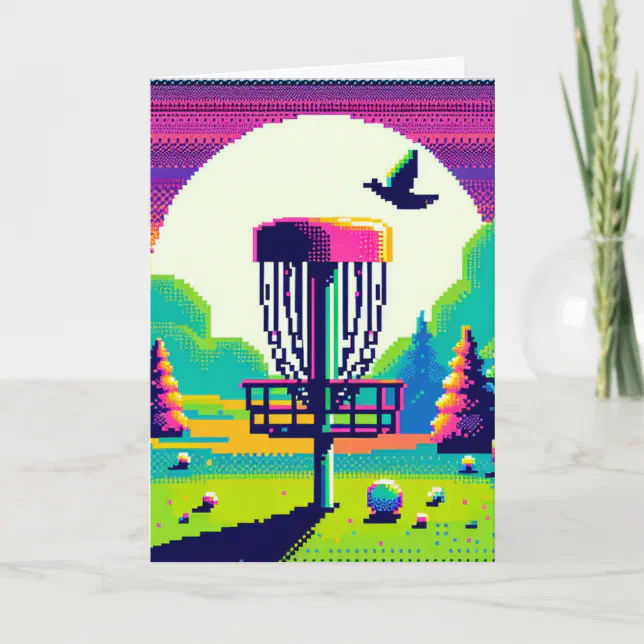 Disc Golf Pin Pixel Art Birthday Card | Zazzle