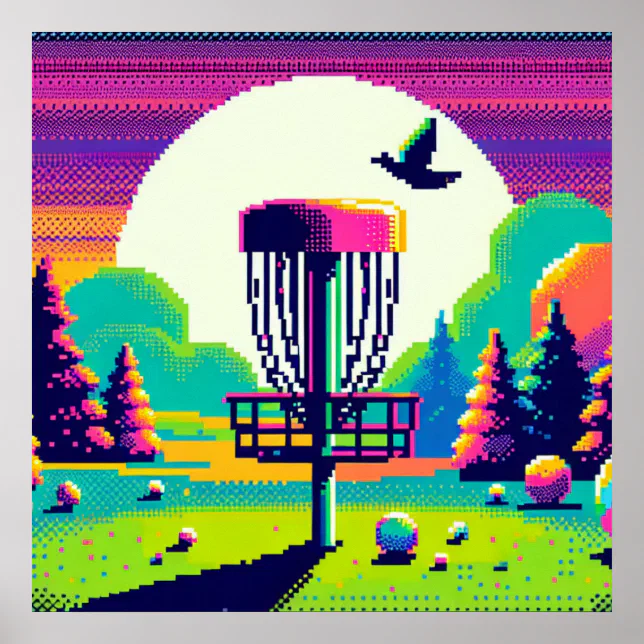 Disc Golf Pin Pixel Art Poster | Zazzle