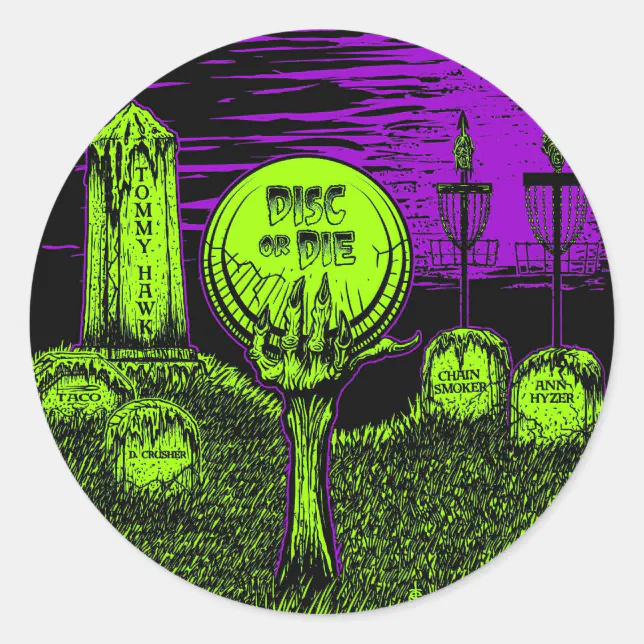 Disc Or Die - Disc Golf Design Classic Round Sticker | Zazzle