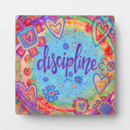 Discipline Pretty Inspirational One Word Easel Plaque | Zazzle