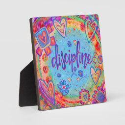 Discipline Pretty Inspirational One Word Easel Plaque | Zazzle