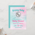 Disco Ball Baby Shower Groovy Invitation | Zazzle