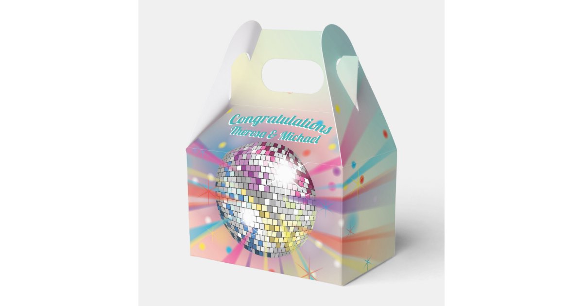 Disco Ball Baby Shower Groovy Pastel Rainbow Favor Boxes | Zazzle