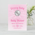 Disco Ball Baby Shower Groovy Pink Girl Invitation | Zazzle