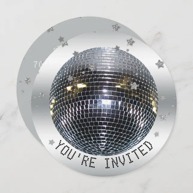 Disco Ball Birthday Party Disco Dance Party Circle Invitation | Zazzle