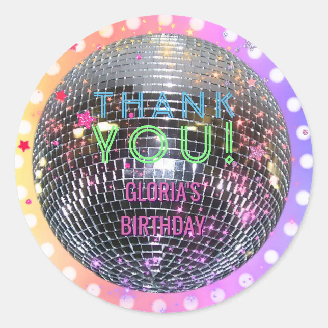 Disco Ball Dance Birthday Retro 70s Disco Party Classic Round Sticker ...