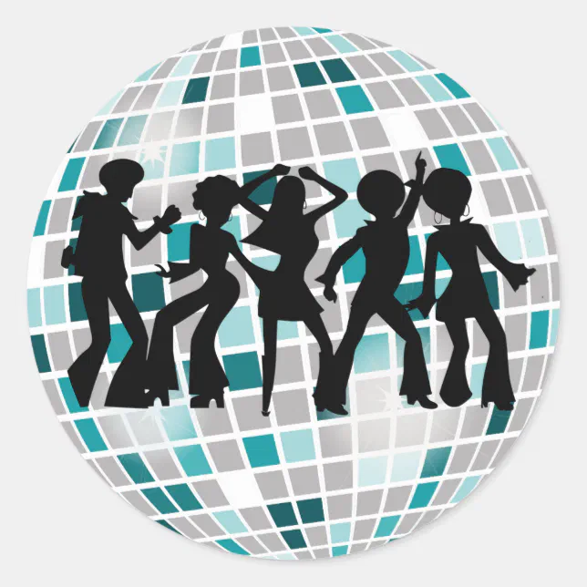 Disco Ball Dancers Birthday Party Stickers | Zazzle