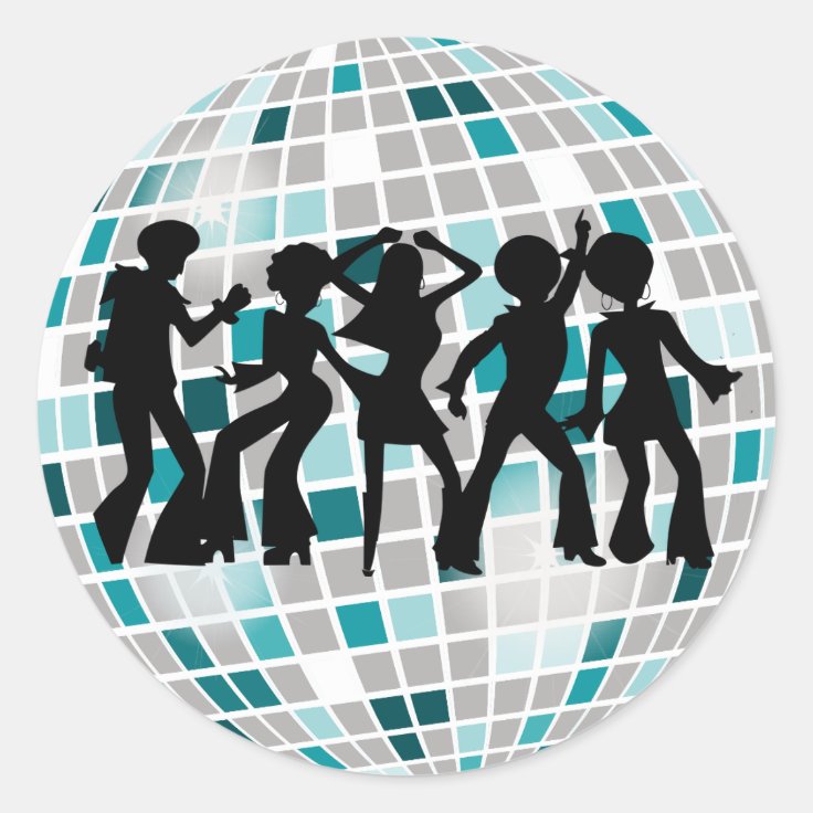 Disco Ball Dancers Birthday Party Stickers | Zazzle