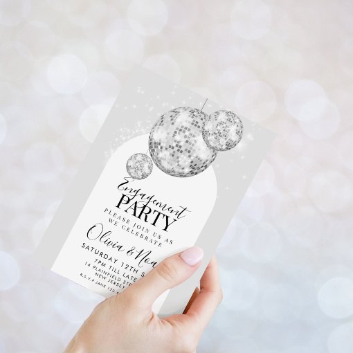 Disco Ball Engagement Party Invitation | Zazzle
