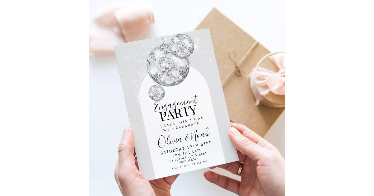 Disco Ball Engagement Party Invitation | Zazzle