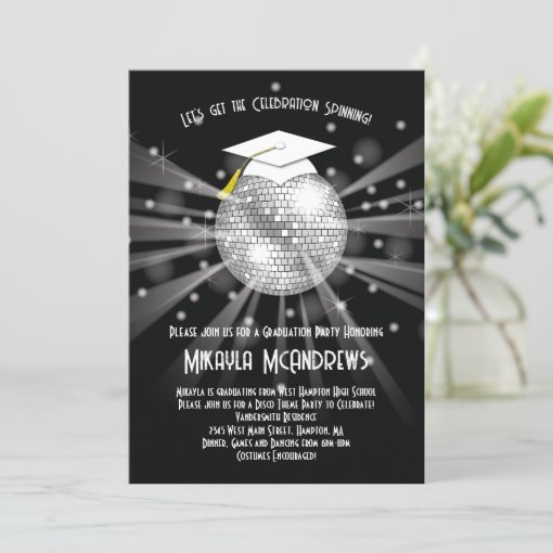 Disco Ball Graduation Party Invitation | Zazzle