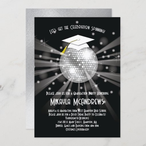 Disco Ball Graduation Party Invitation | Zazzle