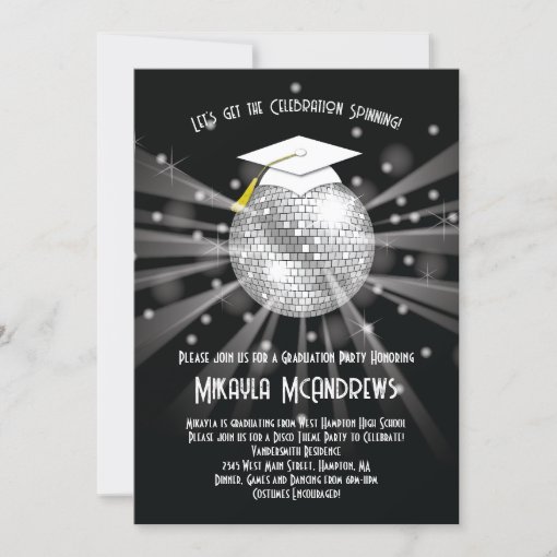 Disco Ball Graduation Party Invitation | Zazzle