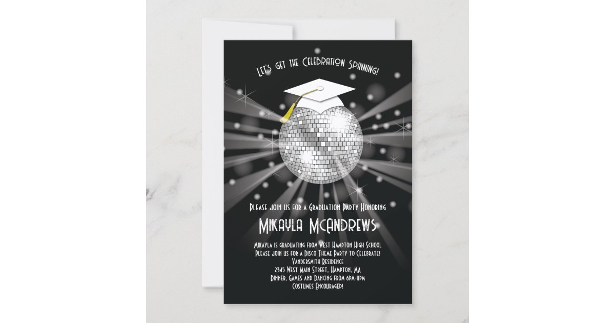 Disco Ball Graduation Party Invitation | Zazzle