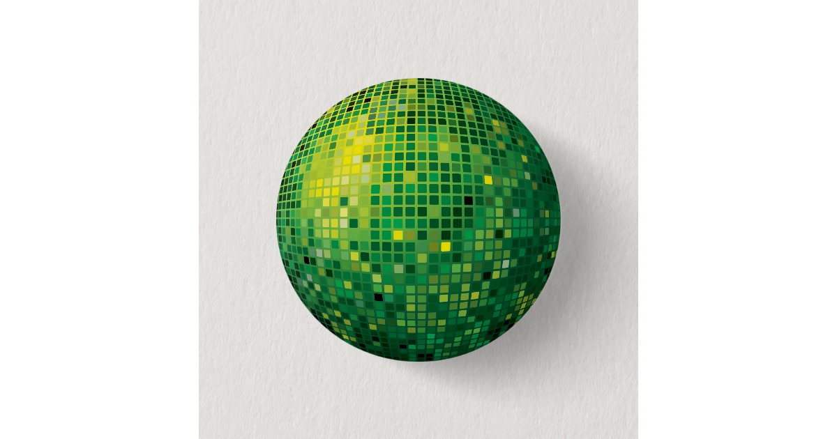 Disco Ball Green Button | Zazzle