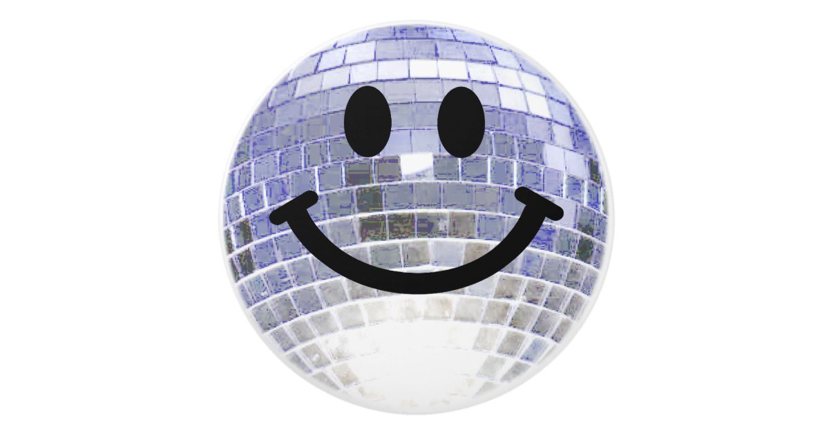 Disco Ball Happy face Ceramic Knob | Zazzle
