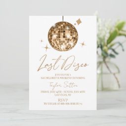 Disco Ball Last Disco Bachelorette Weekend Party Invitation | Zazzle