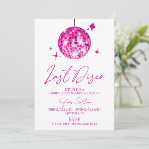 Disco Ball Last Disco Bachelorette Weekend Party Invitation | Zazzle