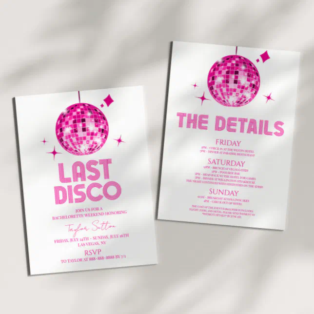 Disco Ball Last Disco Bachelorette Weekend Party Invitation | Zazzle