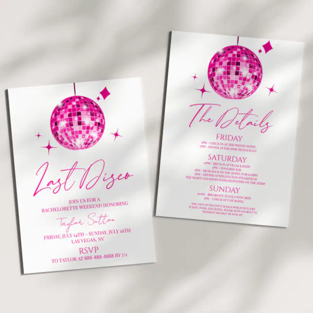 Disco Ball Last Disco Bachelorette Weekend Party Invitation | Zazzle