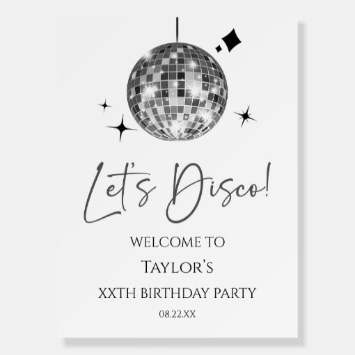 Disco Ball Let's Disco Birthday Party Welcome Sign | Zazzle