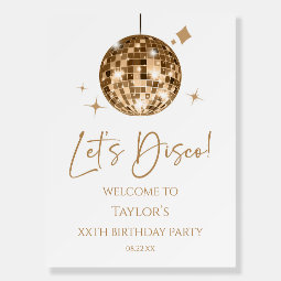 Disco Ball Let's Disco Birthday Party Welcome Sign | Zazzle