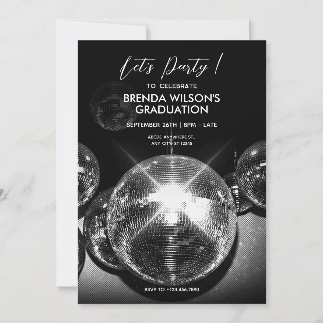 Disco ball Ligts Graduation Invitation | Zazzle