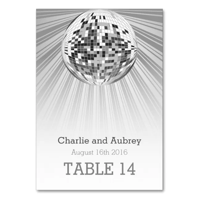 Disco Ball Party Table Card | Zazzle