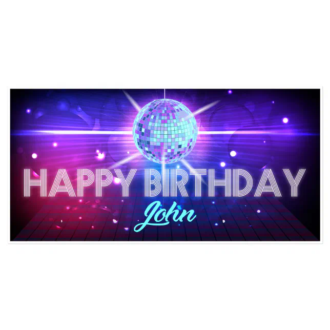 Disco Ball Personalized Birthday Banner | Zazzle