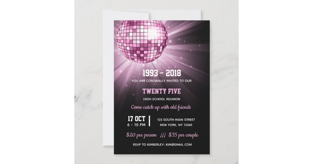 Disco ball pink invitation | Zazzle