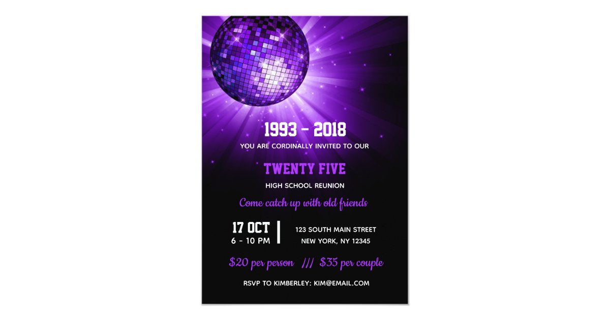 Disco ball purple invitation | Zazzle.com
